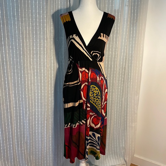 Desigual | Dresses | Desigual Dress Capped Sleeves Black Colorful ...